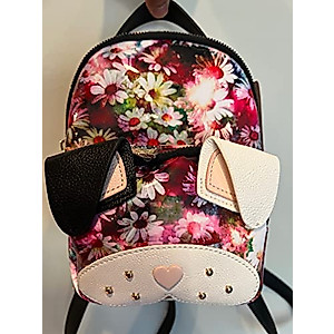 Betsey Johnson Kitsch Mini Pastel Backpack Floral Pug Puppy Dog Design Great Gift Idea Women's Fashion Bag Tote Handbag Purse