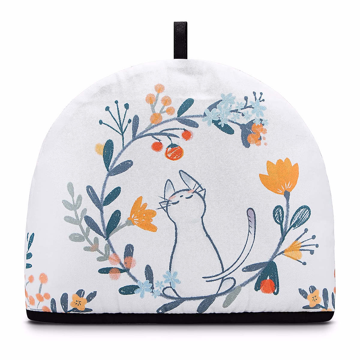 Adhafera Tea Cozy, Tea Cozy for Teapot with The Cat and Penguin Pattern, Gifts with 100% Cotton Polyester Wadding Cover, for Kitchen and Dining