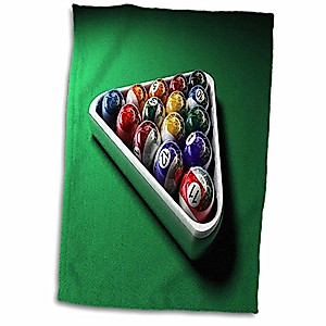 3D Rose Image of Ballard Balls On Pool Table Hand Towel, 15" x 22", Multicolor