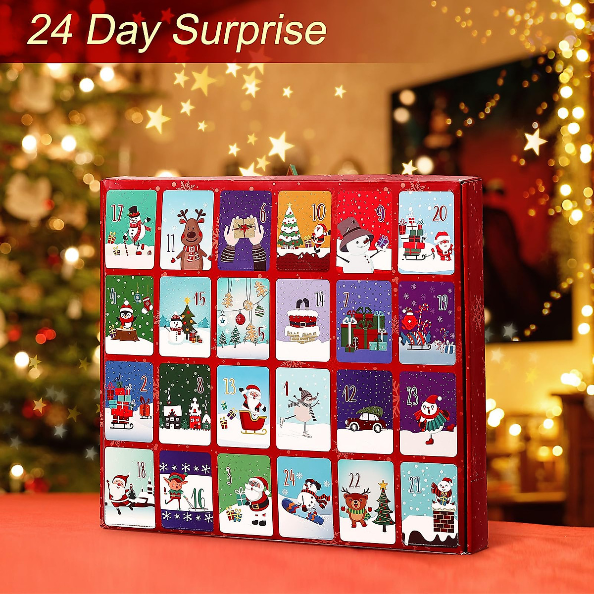 Liitrsh 24 Pairs Christmas Sock Advent Calendar 2023 Unisex Socks Set 24 Days Countdown Calendar Gift for Adults Novelty Holiday Crew Socks with Christmas Calendar for Holiday Xmas Party Favor Gifts
