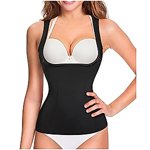 Gotoly Waist Trainer Vest Weight Loss Body Shaper Sport Shirt Workout Tank Top for Women (Black, Large)