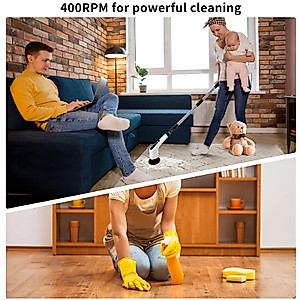 Electric Spin Scrubber, Cordless Shower Scrubber for Cleaning with 7 Multi-Purpose Cleaning Brush Heads, Bathroom Scrubber with Long Handle, Power Scrubber for Cleaning Wall, Floor, Bathroom, Kitchen