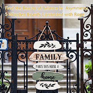 Wall Art for Living Room, 5 pieces Wooden Family Signs for Home Decor, Farmhouse Wall Signs, Rustic Porch Home Sign Housewarming Gifts Hanging Decor