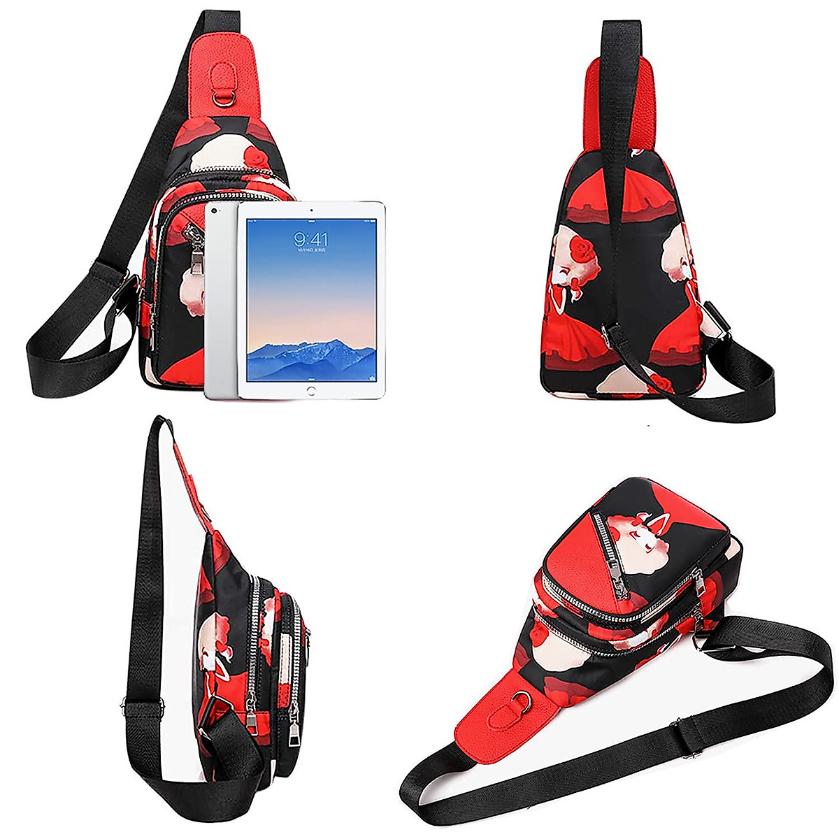 RTGGSEL Boho Ethnic Women's Waterproof Oxford Sling Shoulder Bags Girls Travel Crossbody Chest Bag Ladies Fishing Hiking Daypack (Boho Elephant)