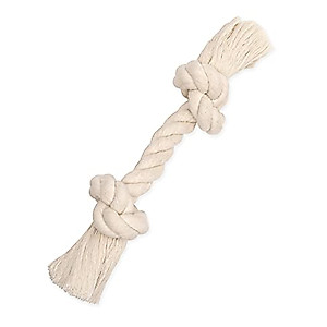 Mammoth Flossy Chews 100 Percent Natural Cotton Rope Dog Toys - Premium White Knot Dog Rope Toy - Interactive Dog Tug Toy - Tug Dog Chewy Toy for Small Dogs - Small 9"
