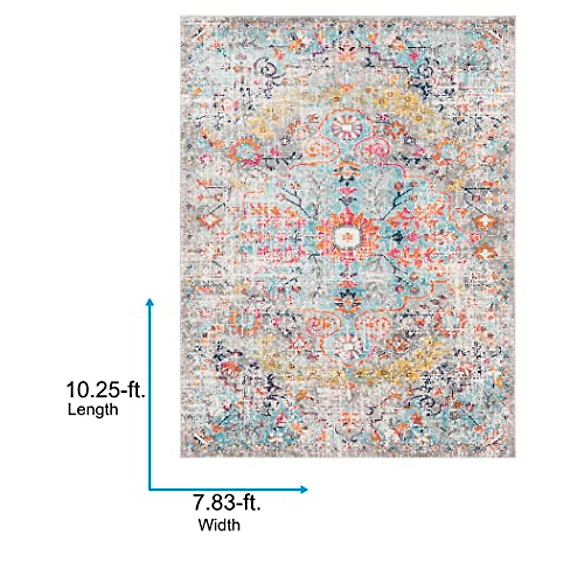 Livabliss Odelia Vintage Bohemian Area Rug, 7'10" x 10'3", Aqua