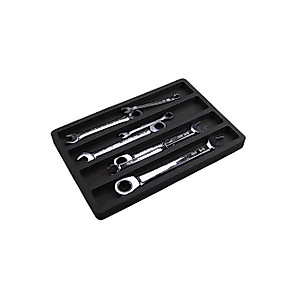Polar Whale Tool Drawer Organizer 3-Piece Wrench Insert Set 4 Pockets Black Durable Foam Holds Many Tools 15 x 10 Inch Trays Fits Craftsman Husky Kobalt Milwaukee Many Others