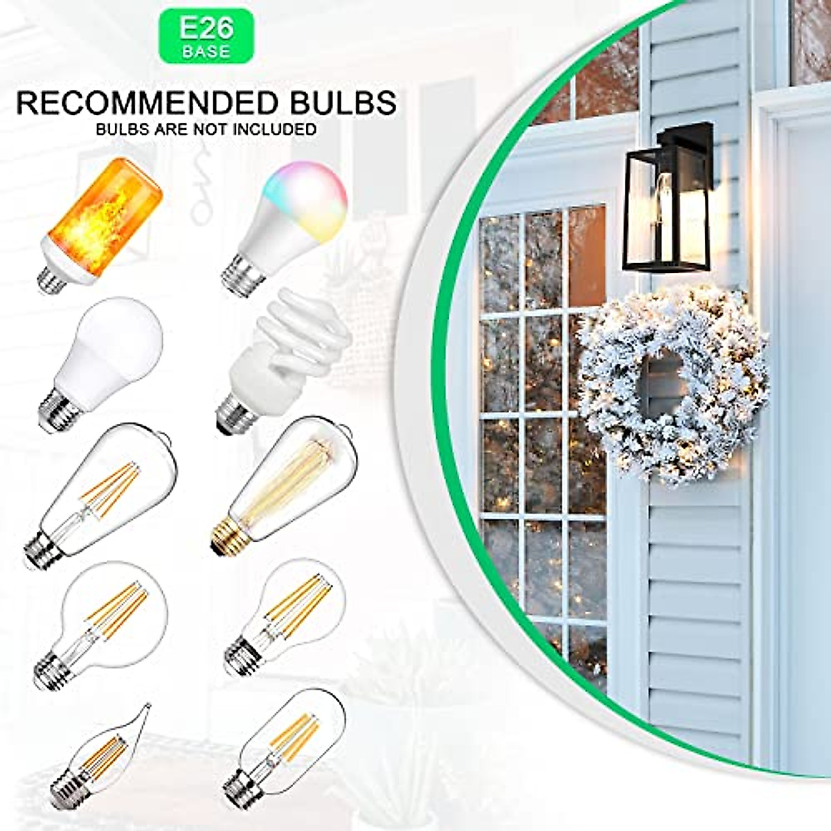 MAXvolador Outdoor Wall Lantern, Exterior Waterproof Wall Sconce Light Fixture, Matte Black Anti-Rust Wall Mount Light with Clear Glass Shade, E26 Socket Wall Lamp for Porch(Bulb Not Included)