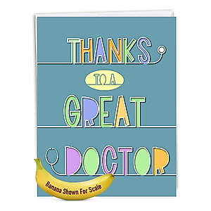 NobleWorks - Jumbo Thank You Card for Nurse and Doctor (8.5 x 11 Inch) - Big Gratitude Greeting Card with Envelope, Health Care Worker - Doctor Gratitude J9151TYG