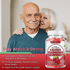 Calcium Magnesium Zinc Gummies, Sugar Free Calcium Supplement for Women Men, High Absorption Calcium with Vitamin D3 Gummies for Bone & Muscle & Nerve Health, Vegan Raspberry Flavor - 60 Count