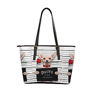 InterestPrint Womens Handbags Ladies Purses Shoulder Bags Tote Bag Valentines Chihuahua Dog
