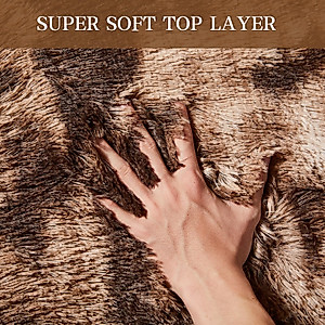 8x10 Feet Shag Area Rugs, Large Shag Fluffy Bedroom Carpet, Soft Rugs for Nursery, Furry Rugs for Girls Boys Kids Room, Extra Large Fuzzy Rug, Shag Carpet, Brown Tie-Dye