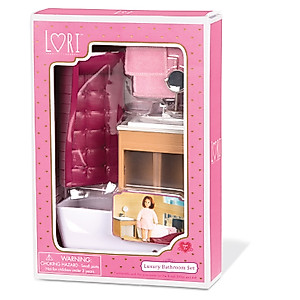 Lori Dolls – Luxury Bathroom Set – Bathroom Playset for Mini Dolls – Dollhouse Furniture for 6-inch Dolls – Bathtub, Vanity, Lounge Chair – Toys for Kids – 3 Years +