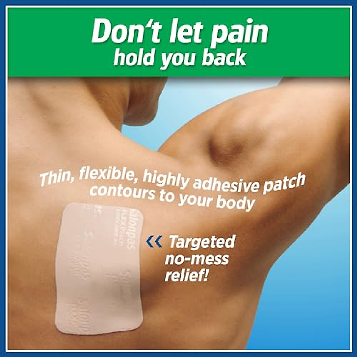 Salonpas Maximum OTC Strength Lidocaine 4% Pain Relieving Flex Patch, Apply for Up to 8 Hours, Unscented, Thin, Flexible, Lightweight, Patch Stays in Place, 7 Patches