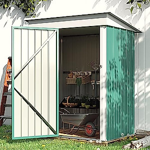 Greesum Metal Outdoor Storage Shed 5FT x 3FT, Steel Utility Tool Shed Storage House with Door & Lock, Metal Sheds Outdoor Storage for Backyard Garden Patio Lawn, Green