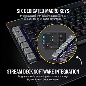 Corsair K95 RGB Platinum Mechanical Gaming Keyboard - 6x Programmable Macro Keys - USB Passthrough & Media Controls - Tactile & Quiet - Cherry MX Brown – RGB LED Backlit