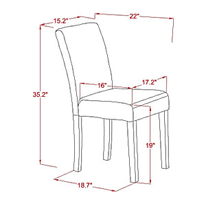 East West Furniture OXAB5-MAH-72 Oxford 5 Piece Modern Set Includes a Square Wooden Table and 4 Firebrick Red Faux Leather Parson Dining Chairs, 36x36 Inch