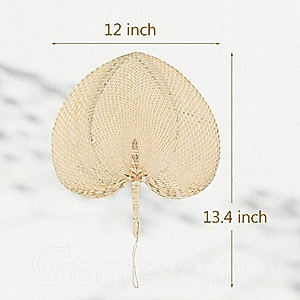 Framendino, 2 Pack Handmade Natural Bamboo Raffia Fans Hand Rattan Fan Woven Fans Plam Leaf Fans for Summer Home Wedding Decor Gift Favor