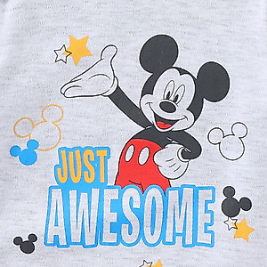 Disney Mickey Mouse, Lion King, and Winnie the Pooh Baby Boys 5 Pack Bodysuits for Newborn and Infants