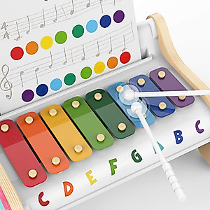 TOP BRIGHT Wooden Xylophone for Kids, Baby Musical Instrument Toy with 2 Xylophone Mallets and 3 Musical Cards, Holiday Birthday Gift for 18 Month Old Boys Girls Toddlers