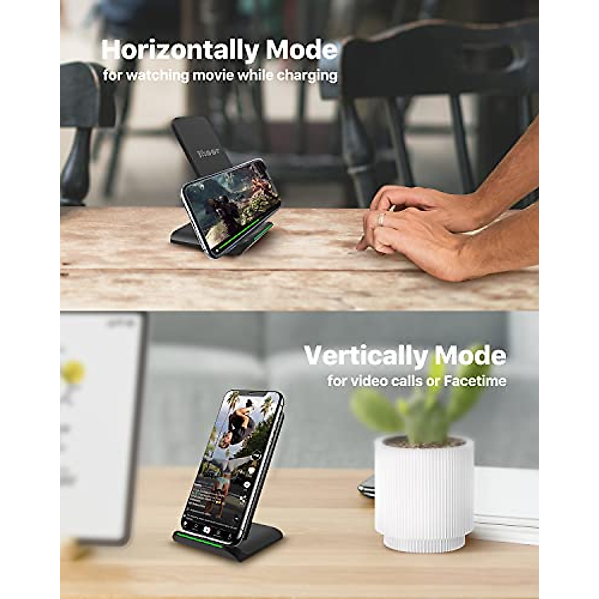 Wireless Charger, ikeer Fast Wireless Charging Stand,15W Compatible with iPhone 14/14Pro/14ProMax/13/13Mini/12/11/XS/XR/X/8plus,for Samsung Galaxy S22/S21/S20/Note 20Ultra