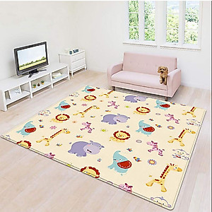 Baby Folding Mat,Large Tummy Time Folding Baby Crawling Mat Outdoor or Indoor Use, Waterproof Portable Double Sides Crawling Mats Cute Cartoon,Non Toxic for Kids Toddler Rug (70 x 59 x 0.2 inches)