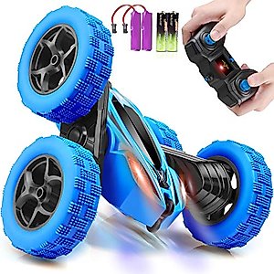 ORRENTE Remote Control Car, RC Cars 2.4GHz Fast Stunt RC Car, 4WD Double Sided 360° Rotating RC Trucks with Headlights, Off Road RC Crawler Toy Cars for Kids Gift for Boys Girls