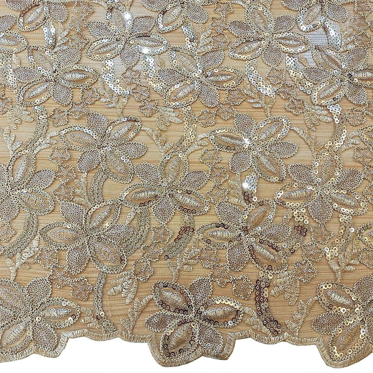 Bestway Lace Floral Sequins Embroidery African Lace Fabric 5 Yards Gold Tulle Fabric Nigerian Wedding Party Dress Material
