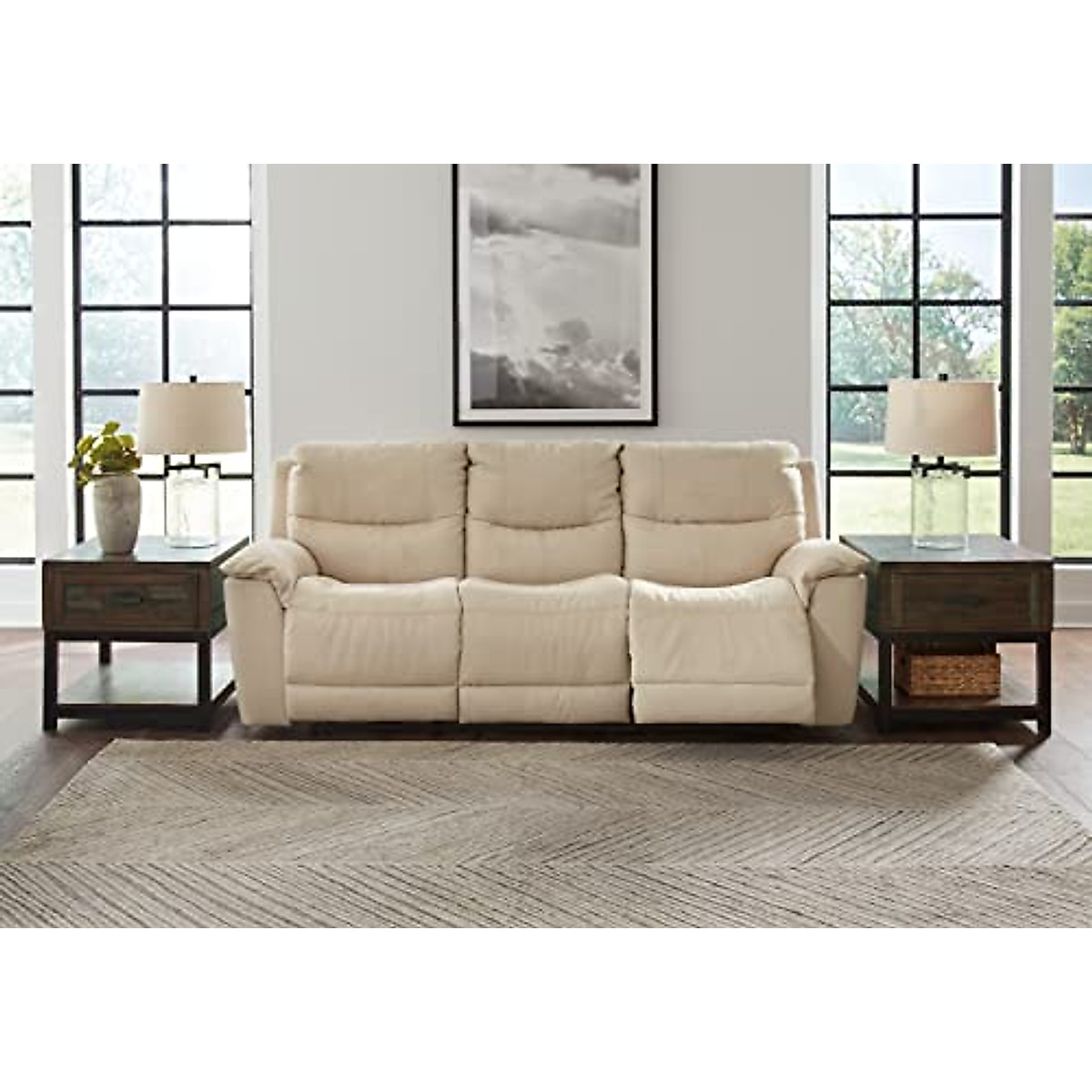 Signature Design by Ashley Next-Gen Gaucho PWR REC Sofa with ADJ Headrest, 91"W x 41"D x 41"H, Beige
