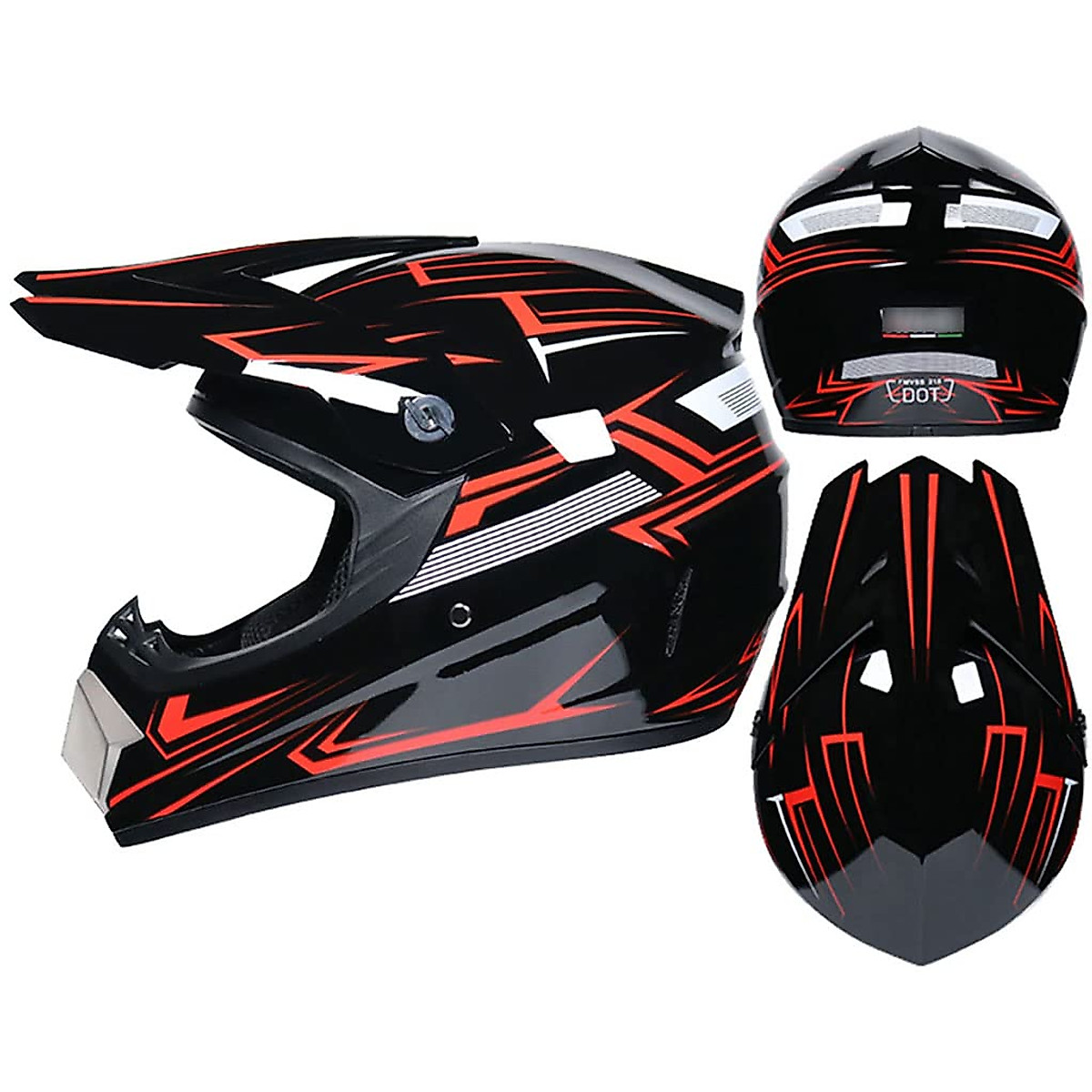 MTB Dirt Bike Helmet Motocross Four Wheeler Motorcycle Youth Helmet with Goggles Gloves Mask Street Racing Off-Road Mountain Crash Full Face Helmet for Adult Men Women DOT/ECE Approved-C-Large