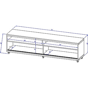 Manhattan Comfort Utopia 70.47" Freestanding Entertainment Center for Living Room, Mid Century Modern TV Stand with Shelves, Storage and Media Holes, Fits 65" Screens, 70.47 Inches, White