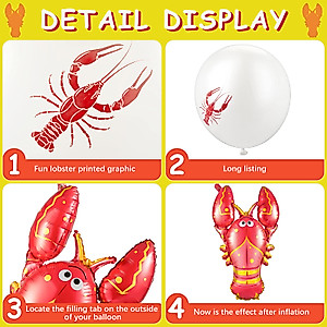 28 Pieces Lobster Balloons, 4 Pieces Aluminum Foil Lobster Balloons Lobster Party Foil Balloons and 24 Pieces White Lobster Latex Balloons for Beach Themed Birthday Bridal Shower Party Decor Supplies