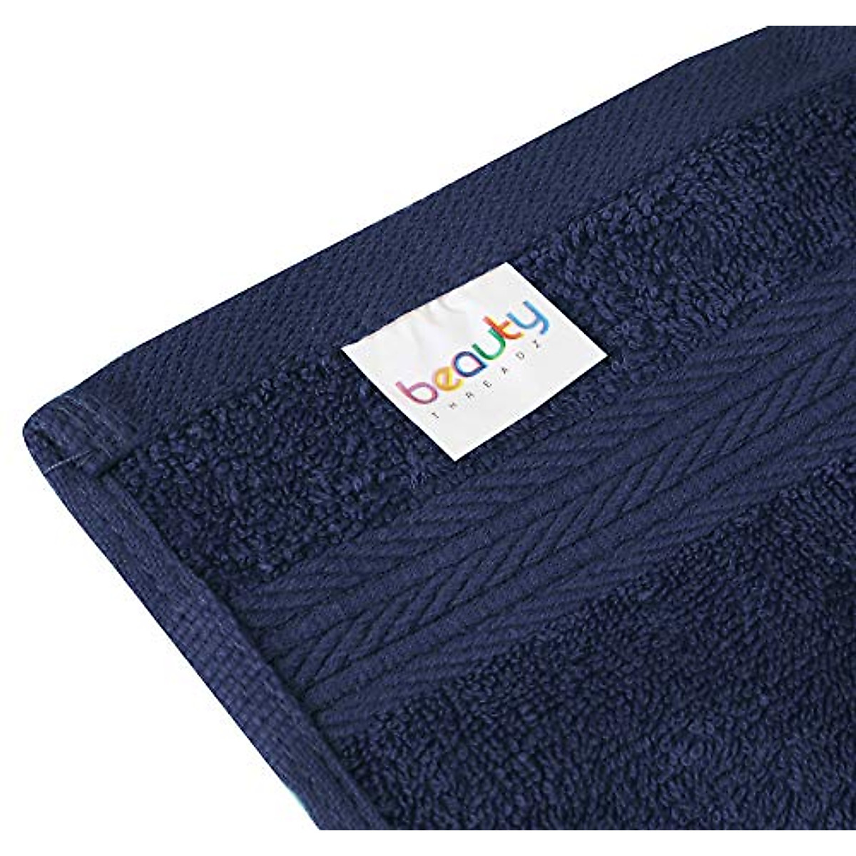Beauty Threadz - Premium Quality Pack of 12 Luxury Washcloths 100% Ring Spun Cotton 12x12 inch Face Towel Highly Absorbent, Ultra Soft & Fade Resistant 500 GSM Fluffy Wash Cloth Set (Navy)