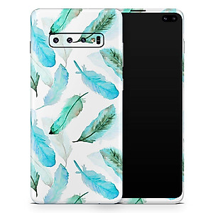DesignSkinz Feathery Watercolor Protective Vinyl Decal Wrap Skin Cover Compatible with The Samsung Galaxy S20 (Screen Trim & Back Glass Skin)