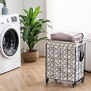 Fiona's magic Laundry Cart with Wheels, Rolling Hamper with Handles, Laundry Basket with Heavy duty Rolling Lockable Wheels