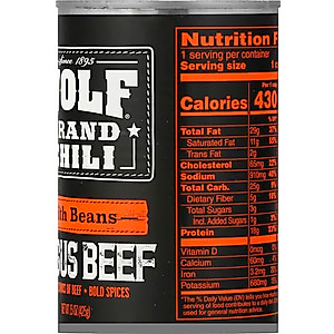 WOLF BRAND Angus With Beans Chili, 15 oz.