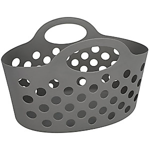 Basket with Handles 3 count Plastic Oval Carry Totes 12"x7"x7" (Black, Dark Gray, Navy Blue)