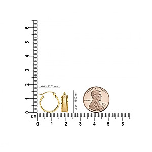 Auriga Fine Jewelry 10K Yellow Gold Satin Diamond Cut Hoop Earrings (L-16 mm, W-15 mm) Gift for Women