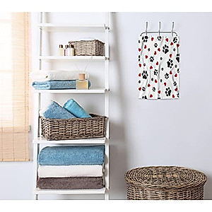 AOYEGO Cute Colorful Paw Print Bath Towels Lovely Puppy Animal Dog Cat Footprint Red Hearts Kitchen Hand Towels Bathroom Decor Soft Beach Microfiber Hair Towels 15x30 Inch