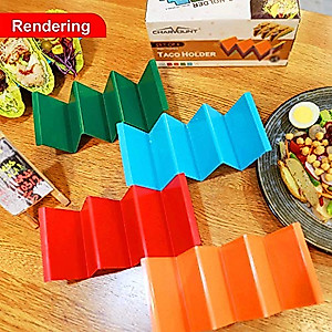 CHARMOUNT Taco Holder Stand Set of 4 Taco Rack Holders - Premium Taco Shell Holder Stand on Table with Handle, Hold 2 or 3 Hard or Soft Shell Tacos, Dishwasher & Microwave Safe