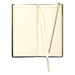 Letts Legacy Slim Pocket Ruled Black Notebook with Gold Pen