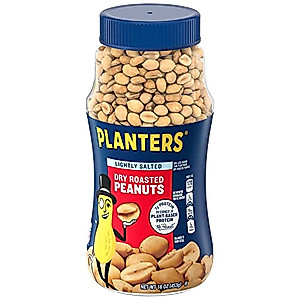 Planters Lightly Salted Dry Roasted Peanuts, 16.0 oz Jar (Pack of 6)