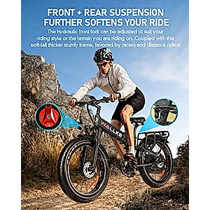 Wallke X3 Pro Electric Bike Adults Folding 750W Fat Tire 32MPH eBike 20AH 48V Samsung Lithium Battery Cells 26 Inch Mountain Electric Bicycle Full Suspension Shimano 8 Speed(Black)