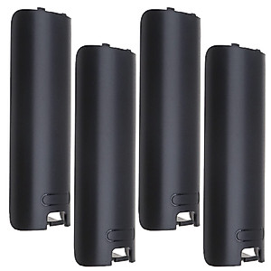 Create idea 4PCS Battery Back Door Cover Shell Compatible with Nintendo Wii Remote Controller Replacement Plastic Battery Lid Black
