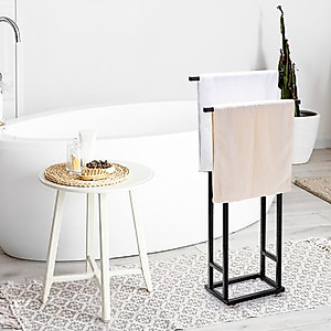 PSUTBPAT Free Standing Towel Rack,2 Tier Blanket Rack Freestanding Floor Towel Rack, Pool Towel Blanket Stand, Metal Towel Racks for Bathroom freestanding