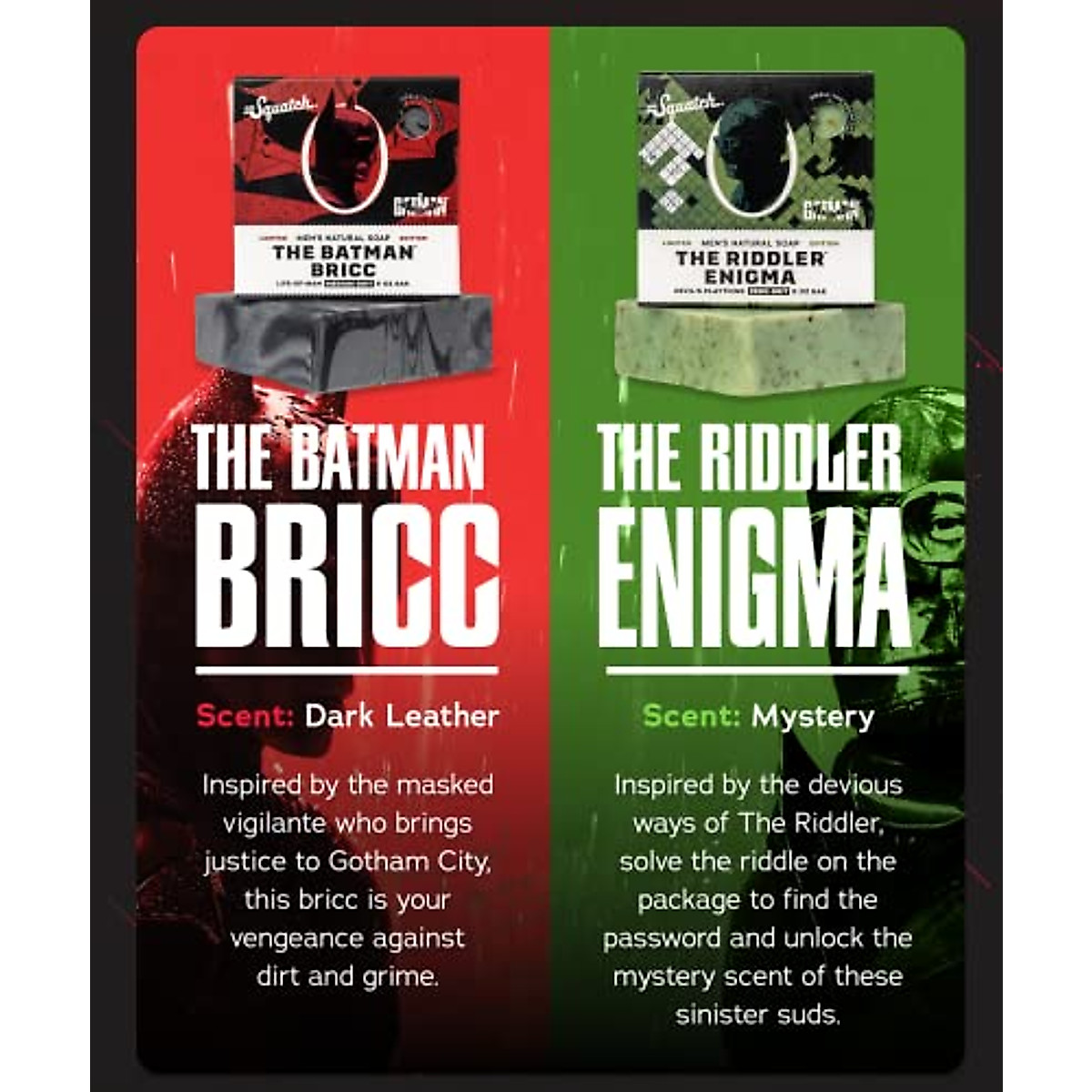 Dr. Squatch Soap The Batman Collection - Men's Natural Bar Soap - 2 Bar Soap Bundle and Collector's Box Batman Soap for Men