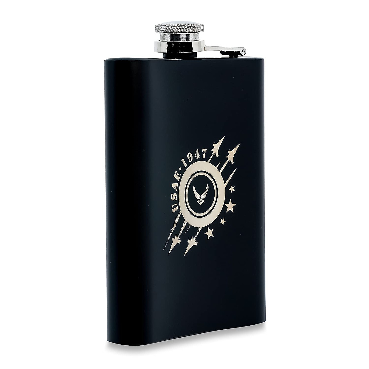US Air Force 8 oz Flask | Stainless Steel Hip Flask for Liquor – Matte Black, Great USAF Gift Idea for Veterans