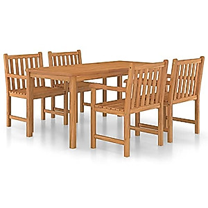 REWIS 5 Piece Patio Dining Set Solid Teak Outdoor Dining Table Outdoor Patio Set Outdoor Dining Furniture Patio Dining Sets Wood 3059939