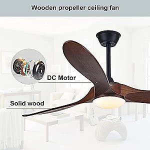ZHUYILONG 60 Inch Ceiling Fans with Lights and Remote, LED Ceiling Fan with Light, Modern Indoor Outdoor Ceiling Fan for Patios Bedroom Living Room Kitchen Farmhouse (WY-038)