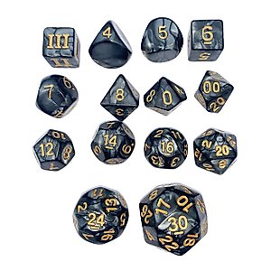 Gorgon's Gaze - 14 Unusual Dice Set Approved for Use with Dungeon Crawl Classics - DCC - Unleashed Arcana